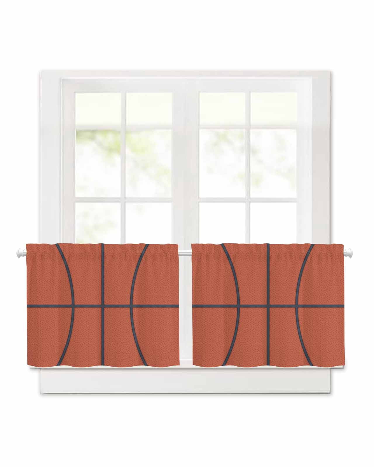 Brown Basketball Black Line Short Blackout Curtains 24 Inch Long,Sport ...