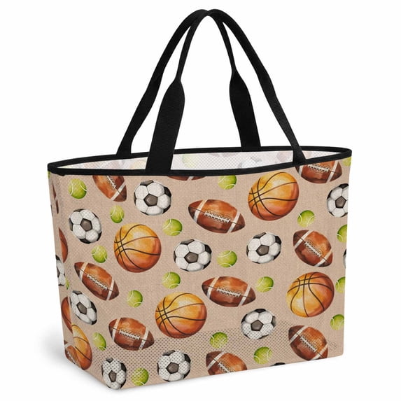 Brown Basketball Football Beach Bag for Women, Large Breathable Mesh ...