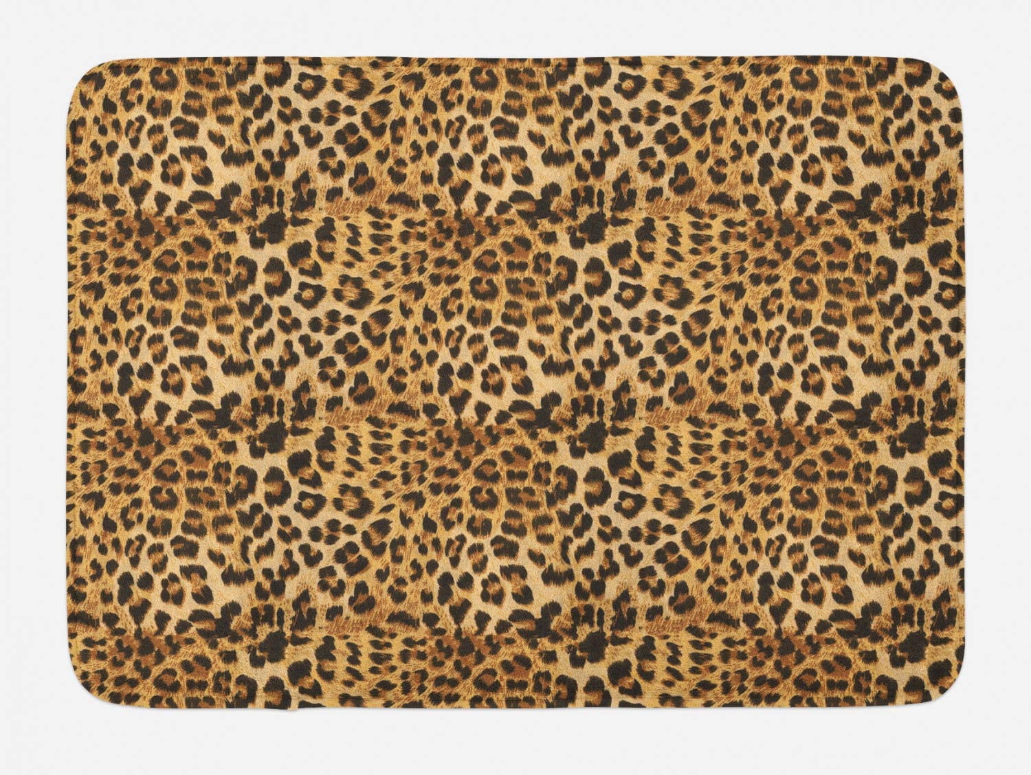 Brown Bath Mat, Leopard Print Animal Skin Digital Printed Wild African ...