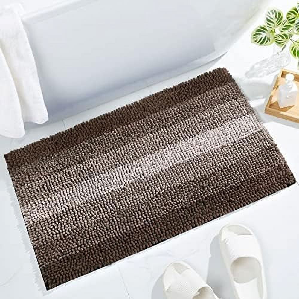 Brown Bathroom Rugs, Luxury Chenille Bath Mat, Small Non Slip Shower ...