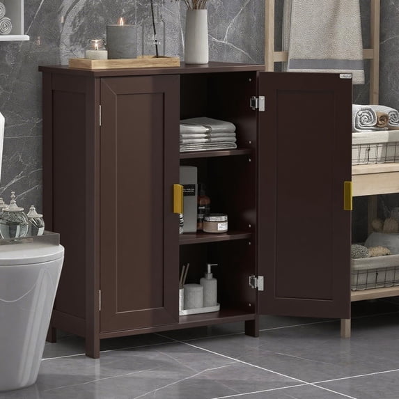 Brown Bathroom Storage Cabinet,Wood Bathroom Cabinets Freestanding with ...