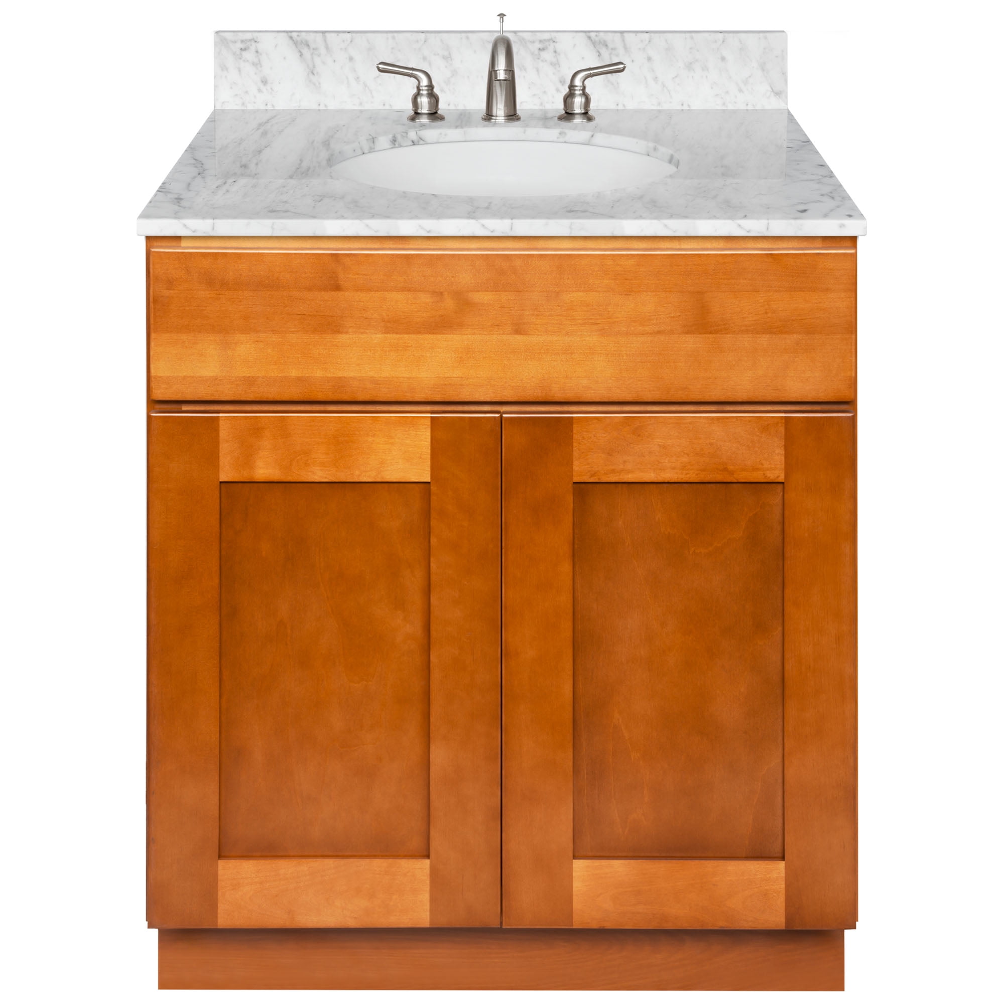 Brown Bathroom Vanity 30", Cara White Marble Top, Faucet LB4B - Walmart.com