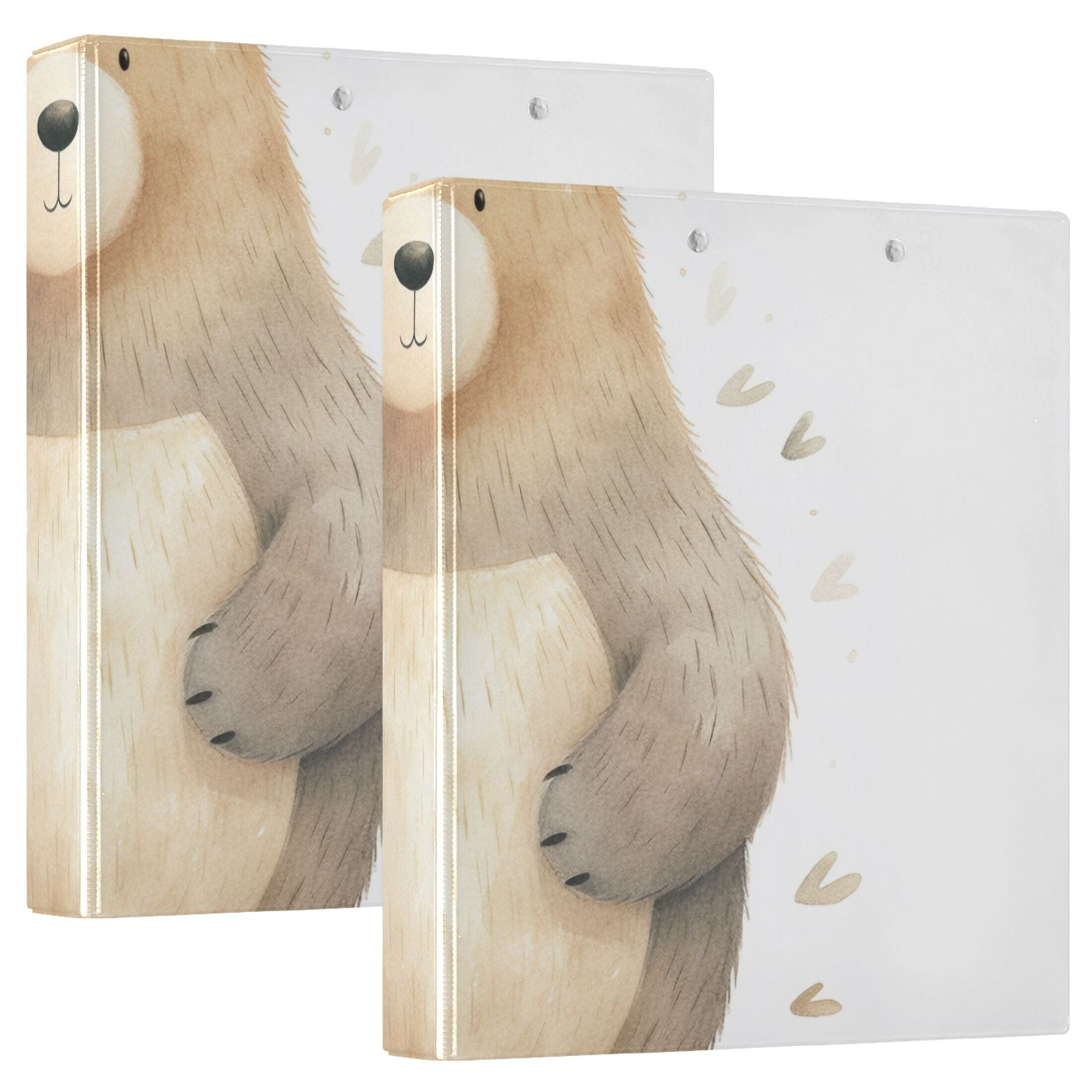Brown Bear 3 Ring Binders 1.5 inch Hardcover File Folders with Interior ...