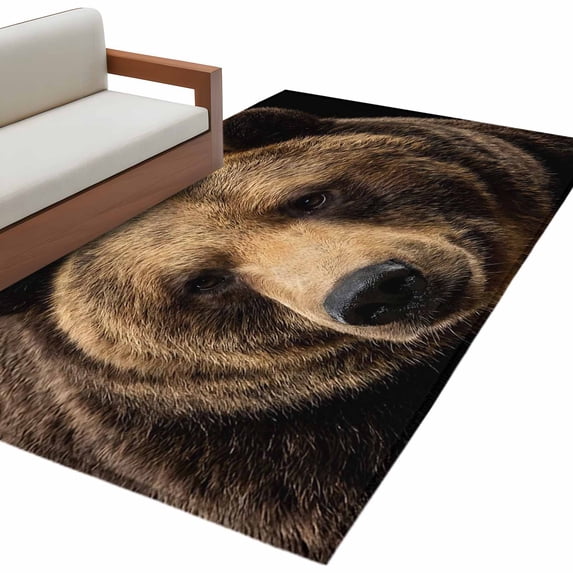 Brown Bear Area Rug 4x6 Washable Rug Non Slip Powerful Animal Wildlife ...