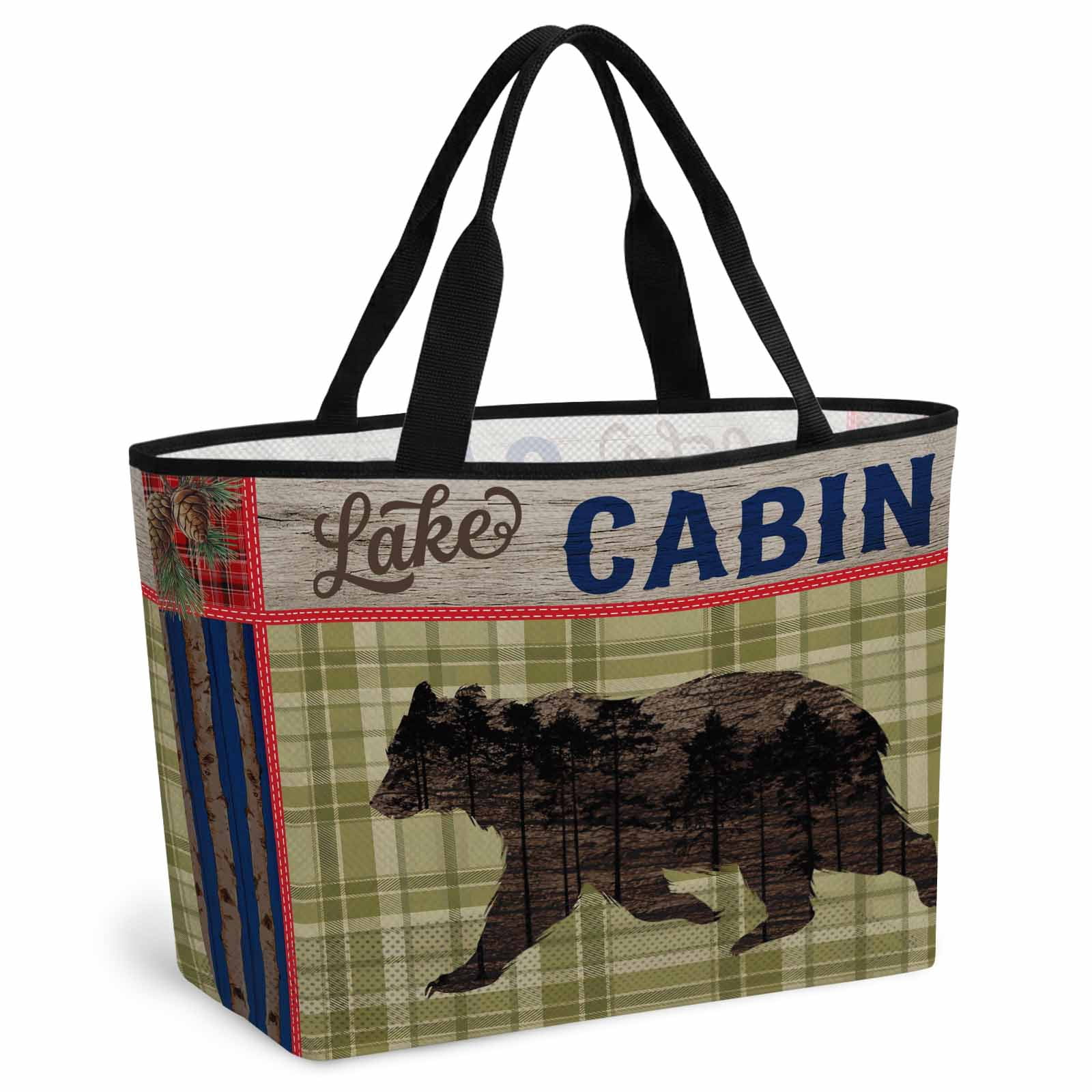 Brown Bear Beach Bag for Women, Large Breathable Mesh Beach Tote Bag ...