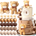 Brown Bear Cake Topper Set - Adorable Interactive Design for Birthday ...