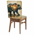 Brown Bear Chair Back Covers Set of 8, Vintage Misty Green Trees Brown ...