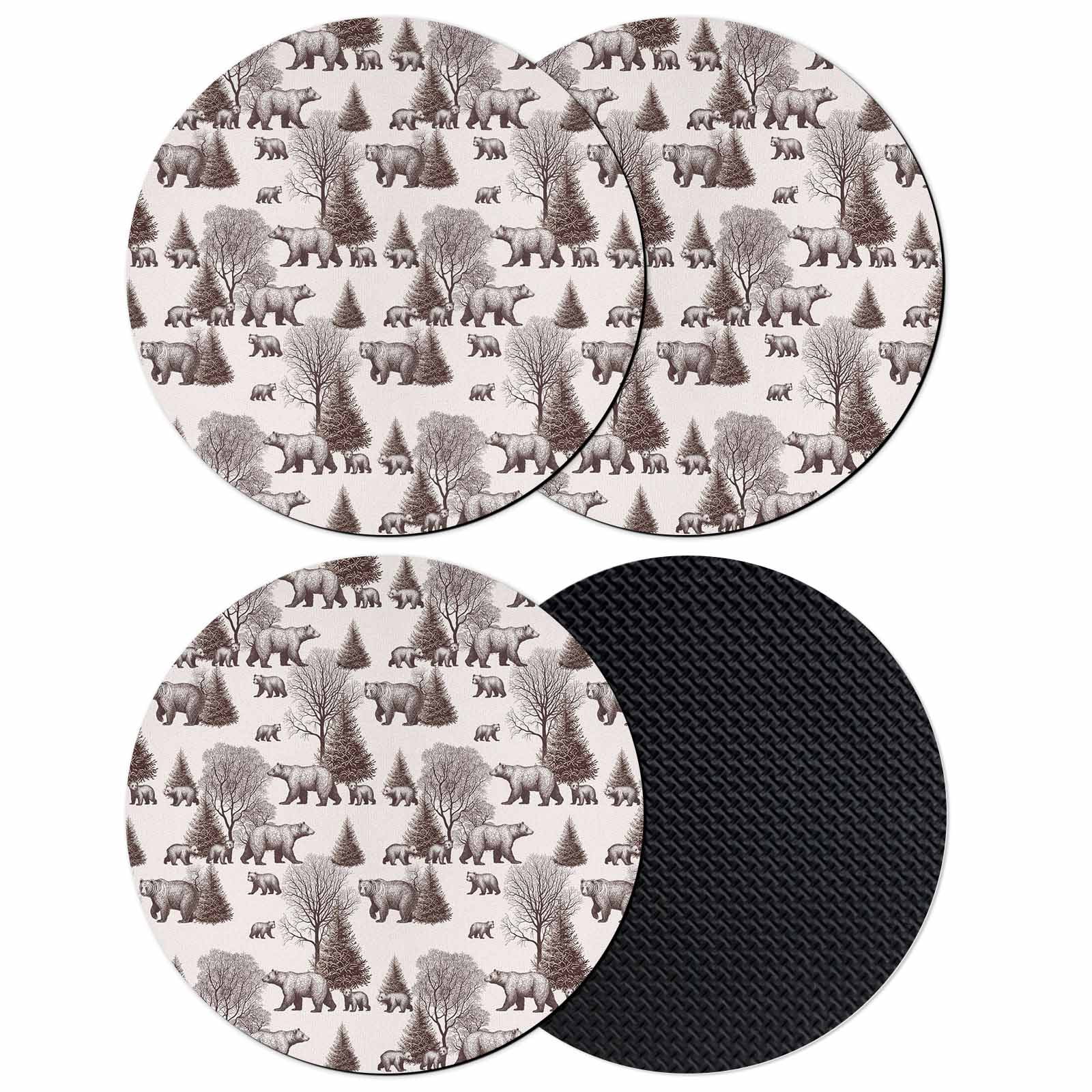 Brown Bear Coasters Set of 4, Hunting Bear Forest Wildlife Animals ...