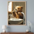 Brown Bear Cub Bear Brushing Teeth Woodland Forest Nursery Poster ...