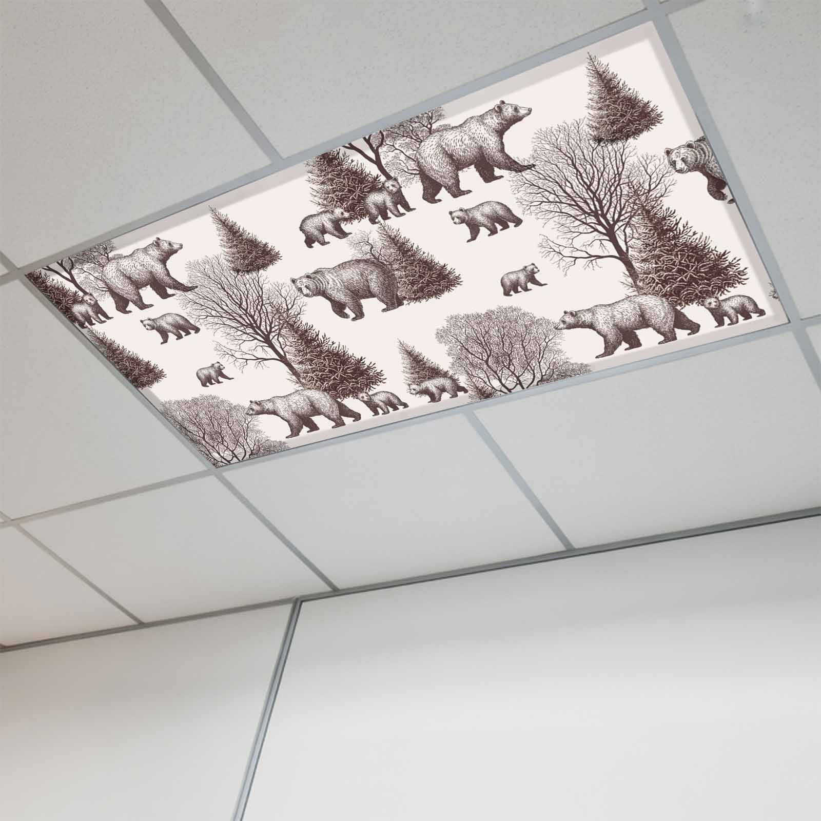 Brown Bear Fluorescent Light Covers, Hunting Bear Forest Wildlife ...