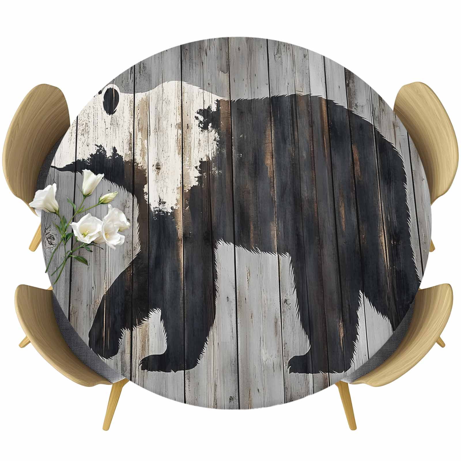 Brown Bear Form Round Fitted Table Cover Impressionist Animal ...