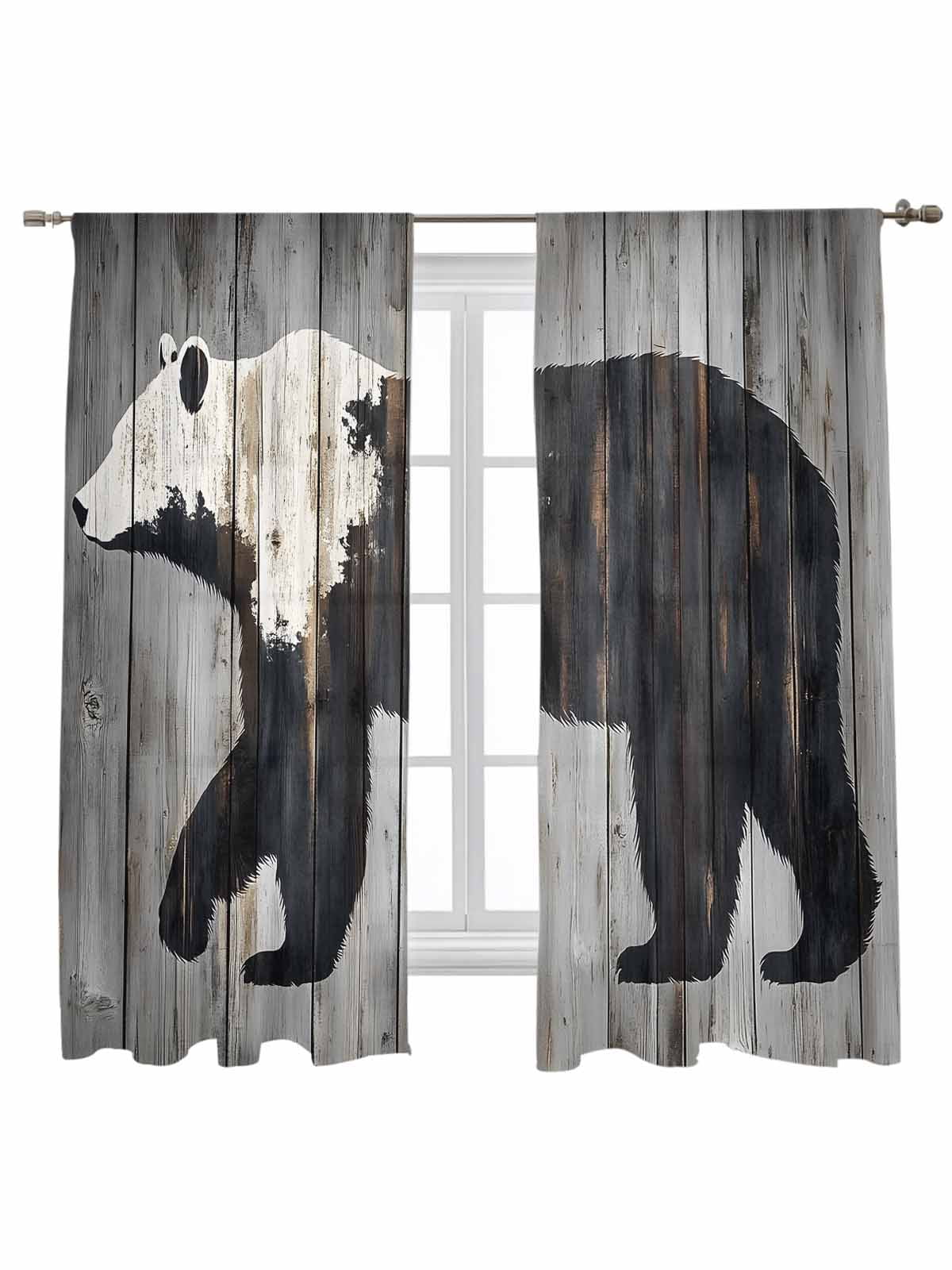 Brown Bear Form Sheer Curtains 2 Panels Set Impressionist Animal ...