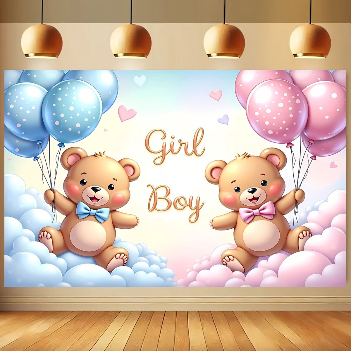 Brown Bear Gender Reveal Backdrop He or She Pink or Blue We Can Bearly ...