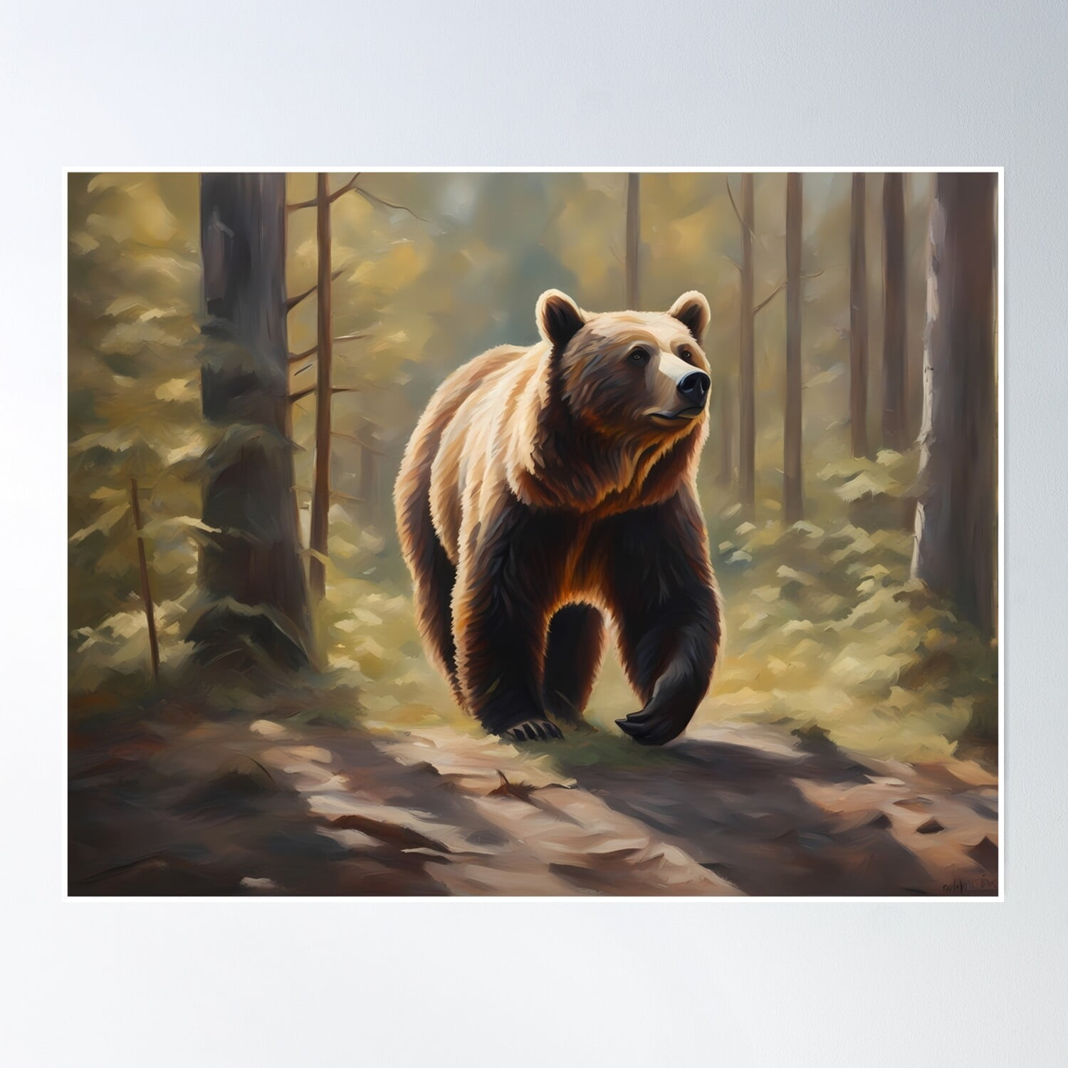Brown Bear In Forest Poster Wall Art, Modern Wall Decor, 24x36 UNFRAMED ...