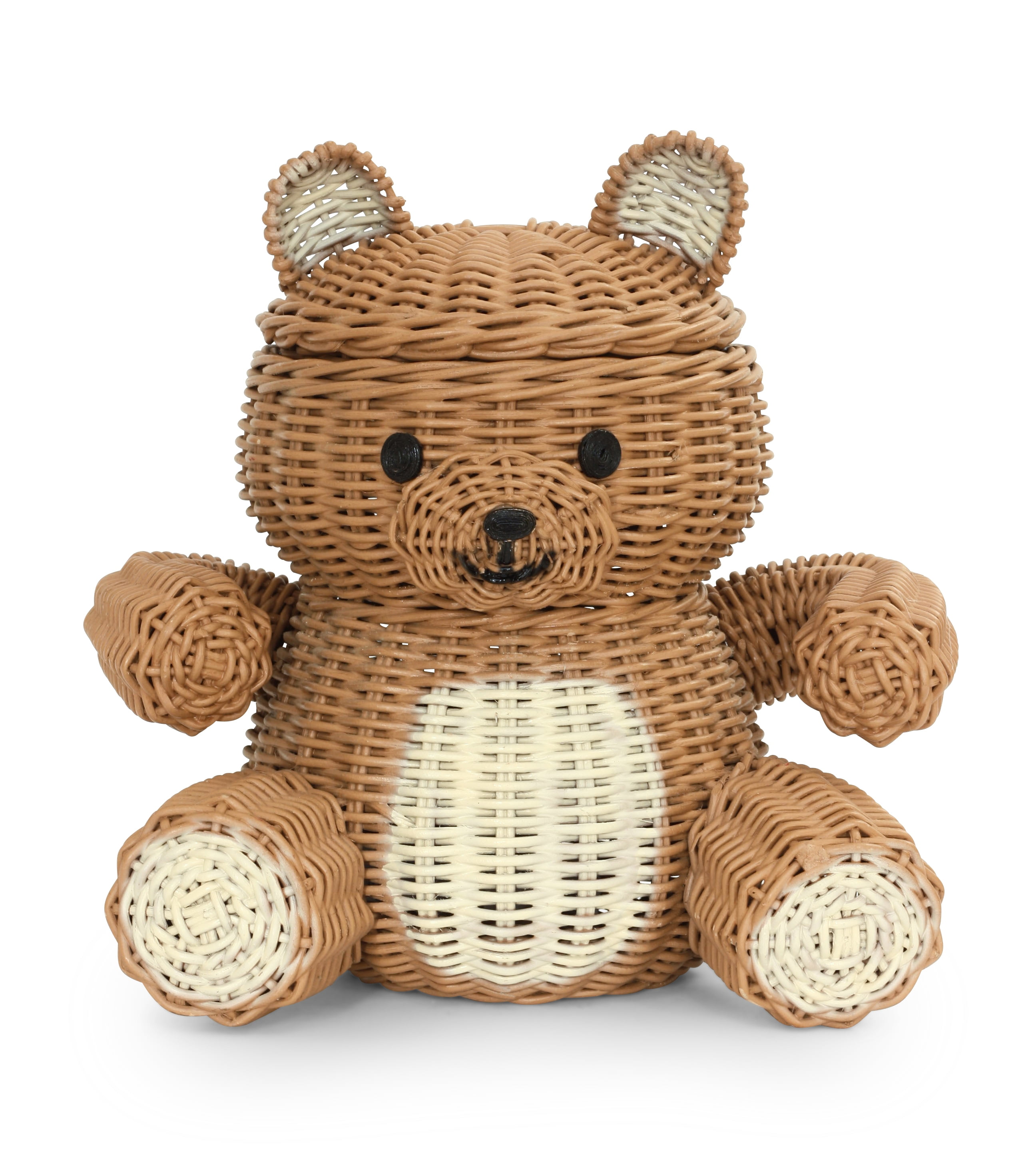 G6 Collection Brown Bear Rattan Storage Basket with Lid, 11x12 in ...