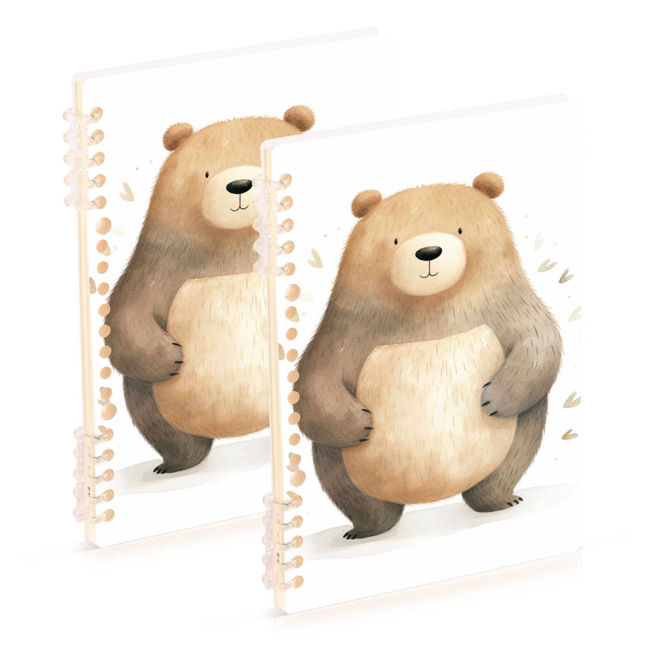 Brown Bear Ring Binder Notebook Journey Note Diary College Ruled Spiral ...