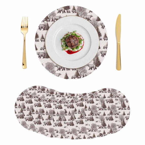 Brown Bear Round Placemats Set of 8 Hunting Bear Forest Wildlife ...