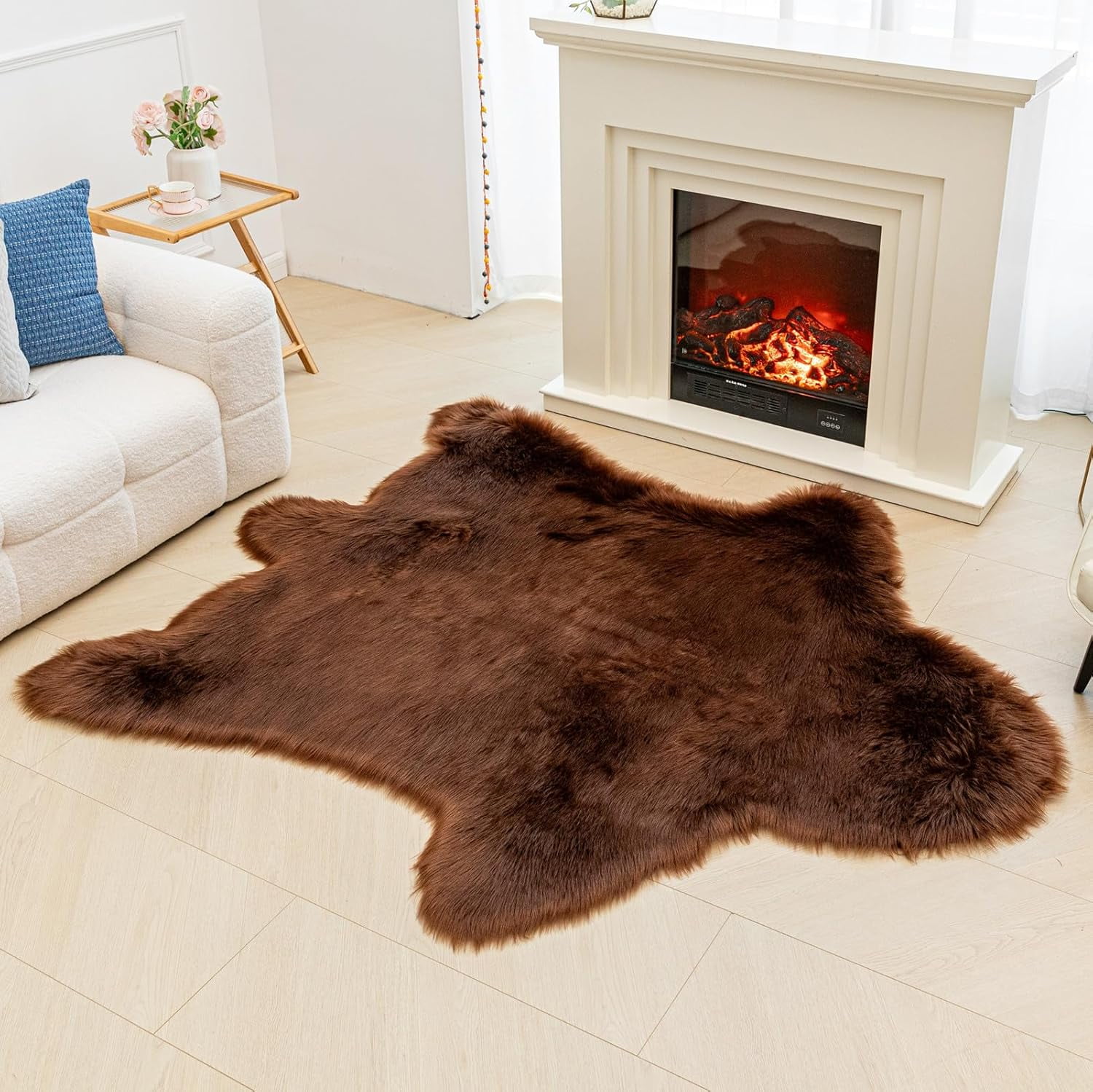 Brown Bear Rug Faux Cowhide Rug Animal Print Area Rug Faux Sheepskin ...