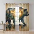 Brown Bear Sheer Curtains 96 Inch Long 2 Panels, Vintage Misty Green ...