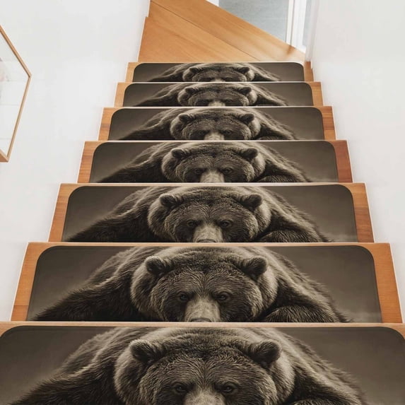 Brown Bear Stair Treads Non Slip for Steps Forest Wildlife Animal ...