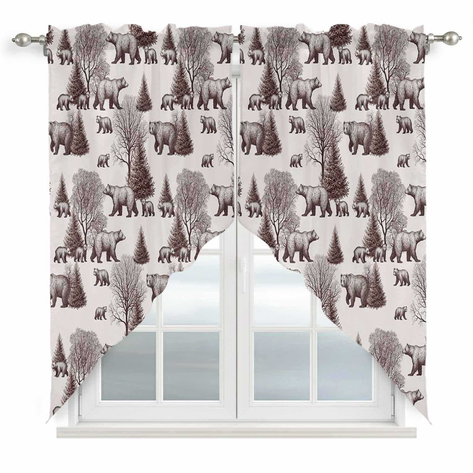 Brown Bear Swag Curtains Hunting Bear Forest Wildlife Animals Vintage ...