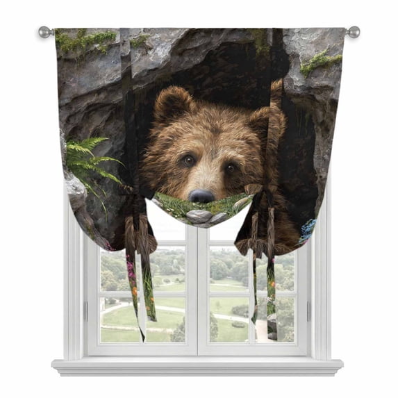Brown Bear Tie Up Curtains for Window, Thermal Insulated Balloon Shade ...