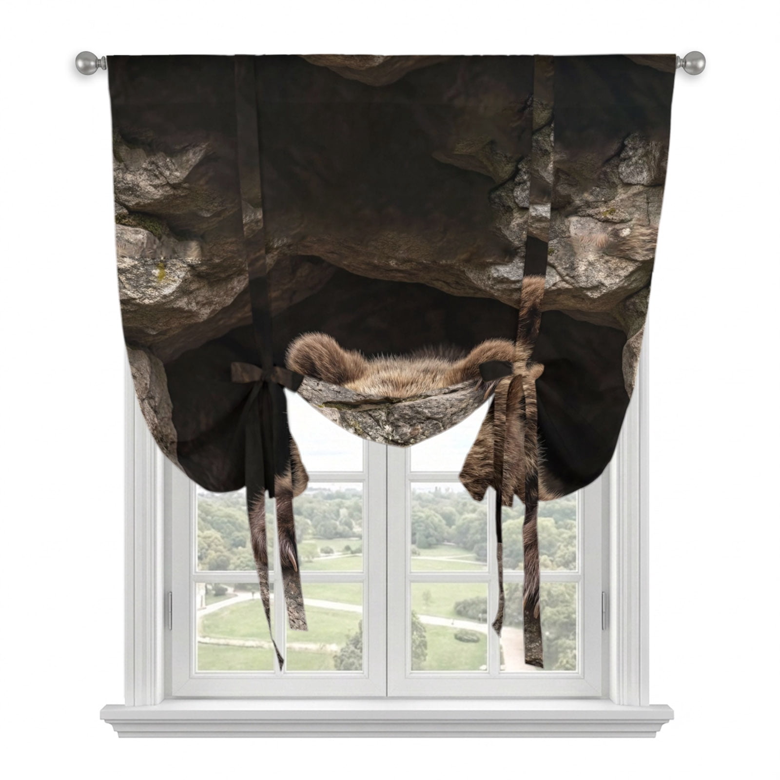 Brown Bear Tie Up Curtains for Window, Thermal Insulated Balloon Shade ...