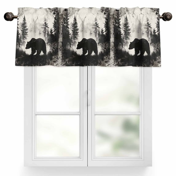 Brown Bear Valances for Windows, 42 x 12in, Black Bear Forest Animal ...