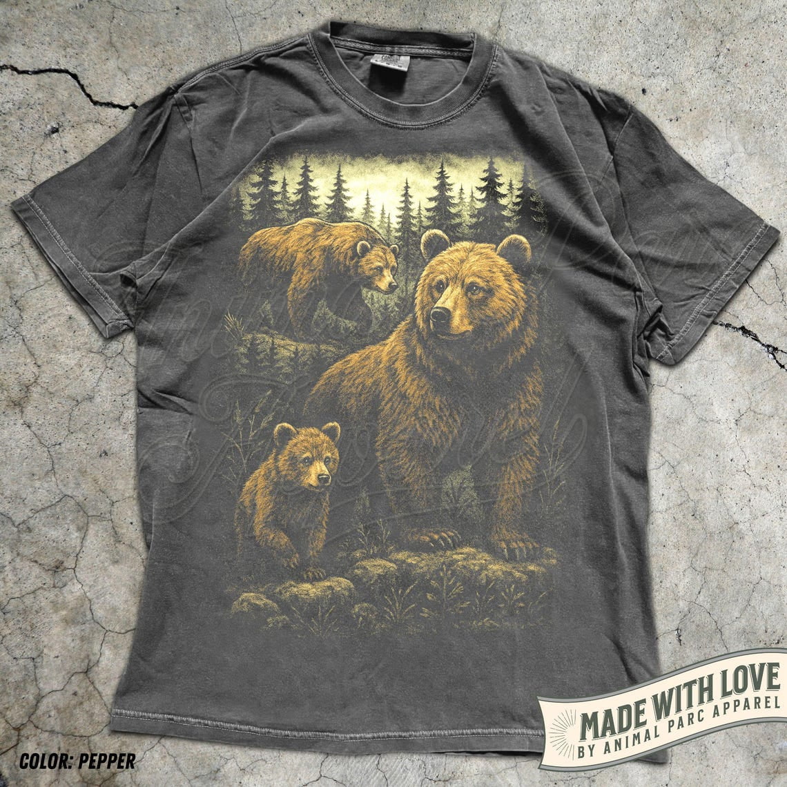 Brown Bear Vintage Forest Shirt, Grizzly Bear Graphic Tee, Northern ...