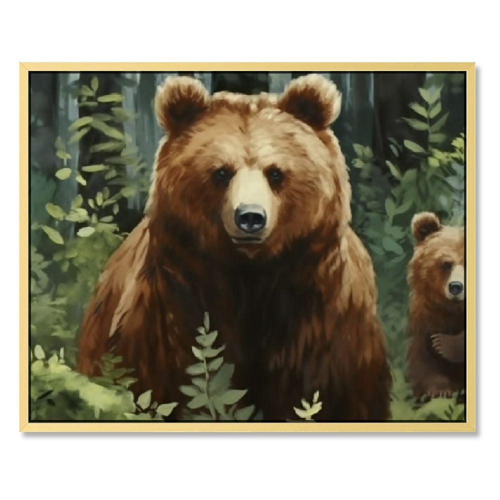 Brown Bear and Little Wall Art Canvas Painting Prints Hanging Picture ...