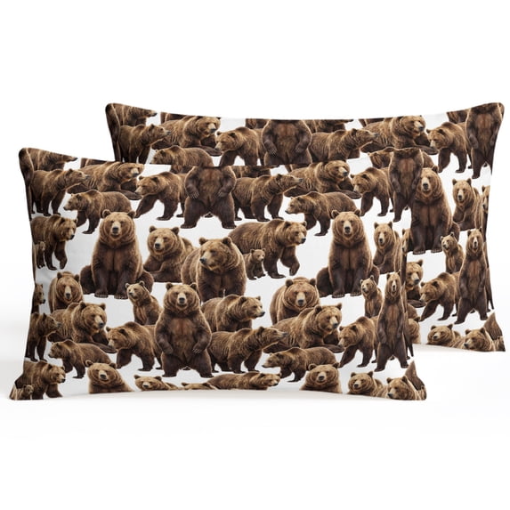 Brown Bears Lumbar Pillow Covers 12 x 20 Inch Pillow Covers Set of 2 ...