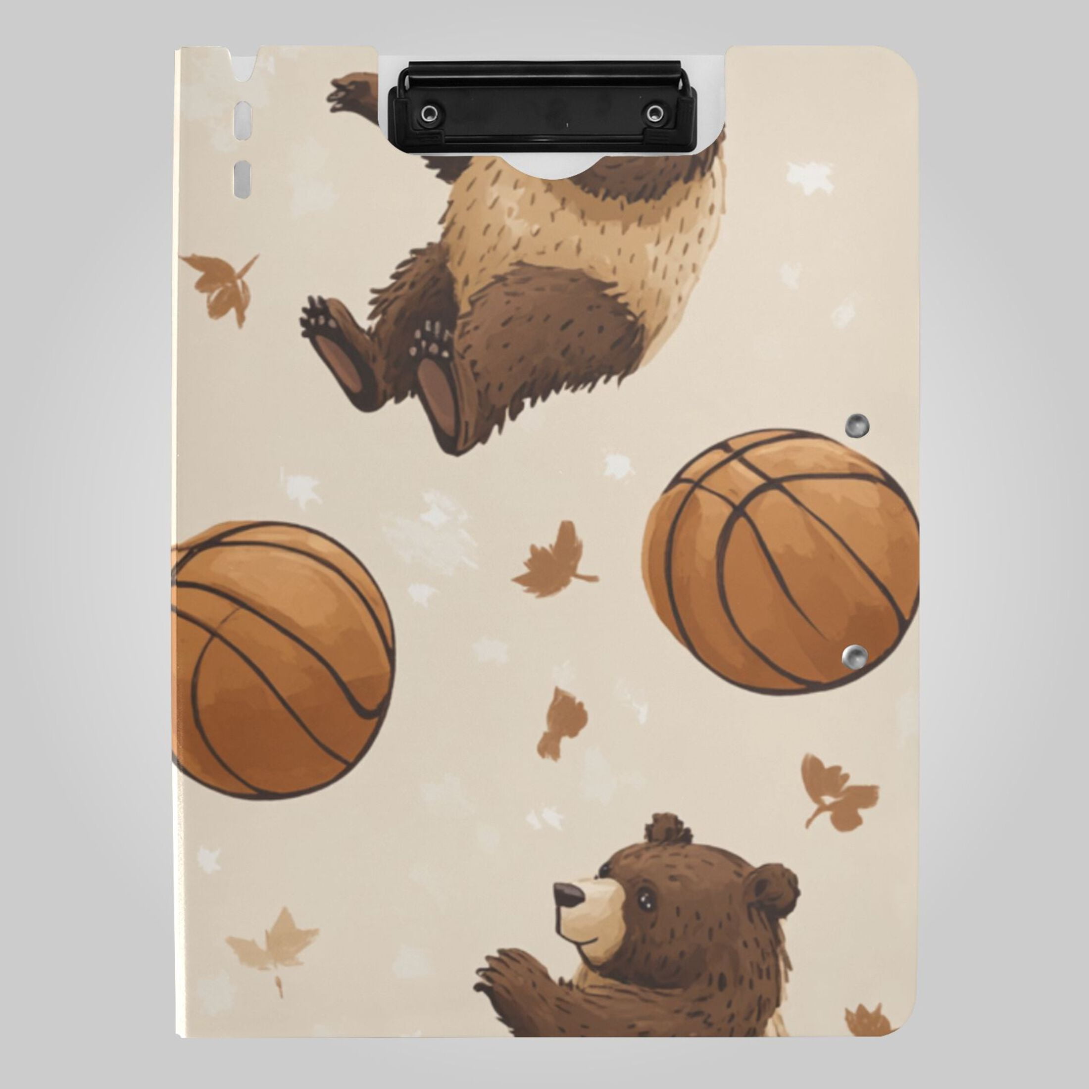 Brown Bears Play Basketball Leaves Foldable Binder Folder Clipboard ...