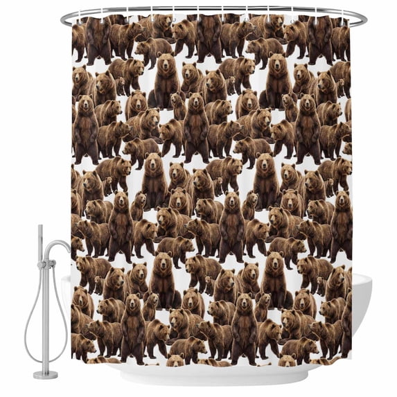 Brown Bears Shower Curtains for Bathroom, Waterproof Fabric Bath ...