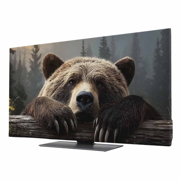 Brown Bears TV Cover for 75 Inch Screen, Stretch Fabric Dustproof TV ...