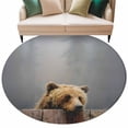 Brown Bears Vintage Round Rug 6ft Washable Circle Kitchen Rugs Non Slip ...