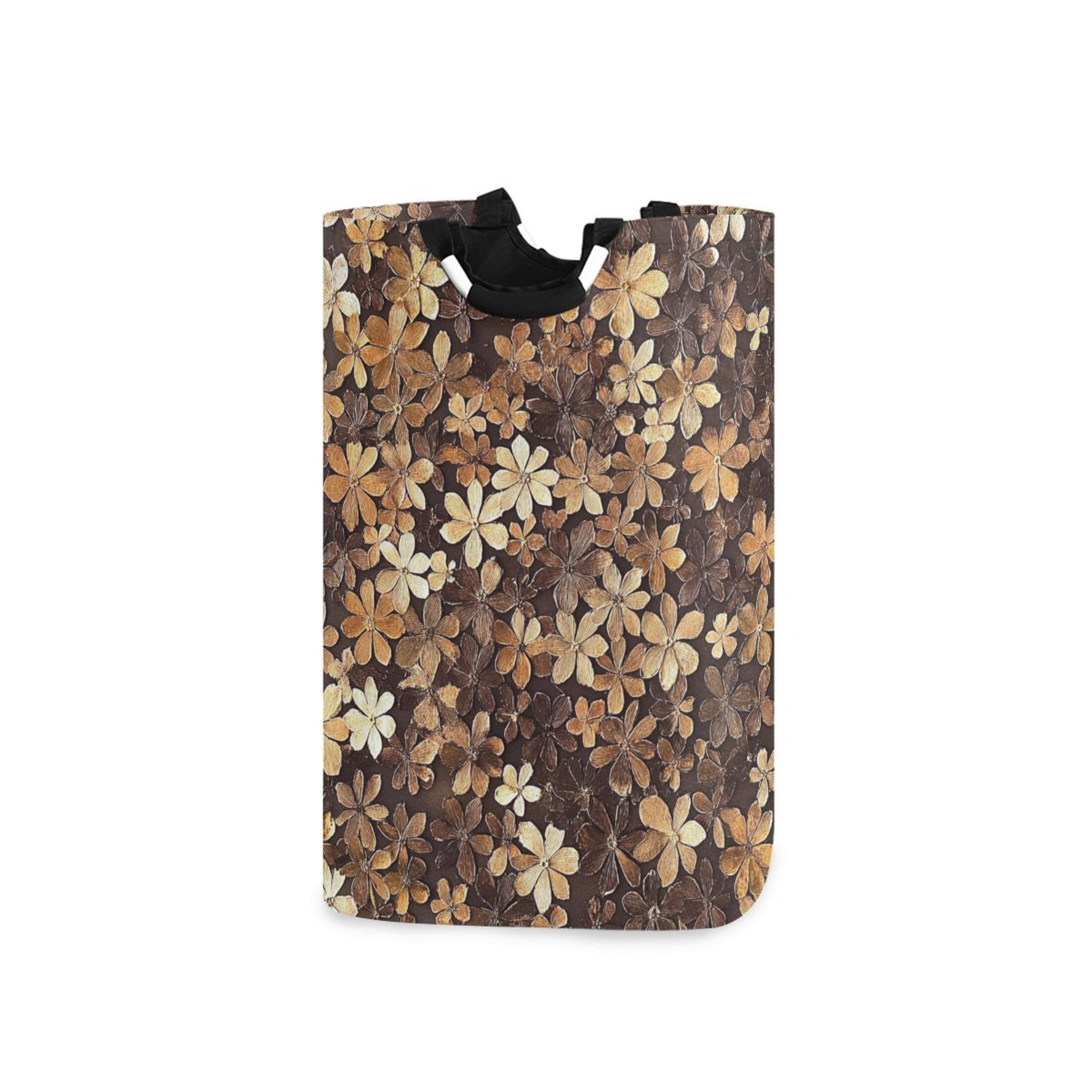 Brown Beauty Flowers Laundry Basket with Handles 50L Collapsible ...