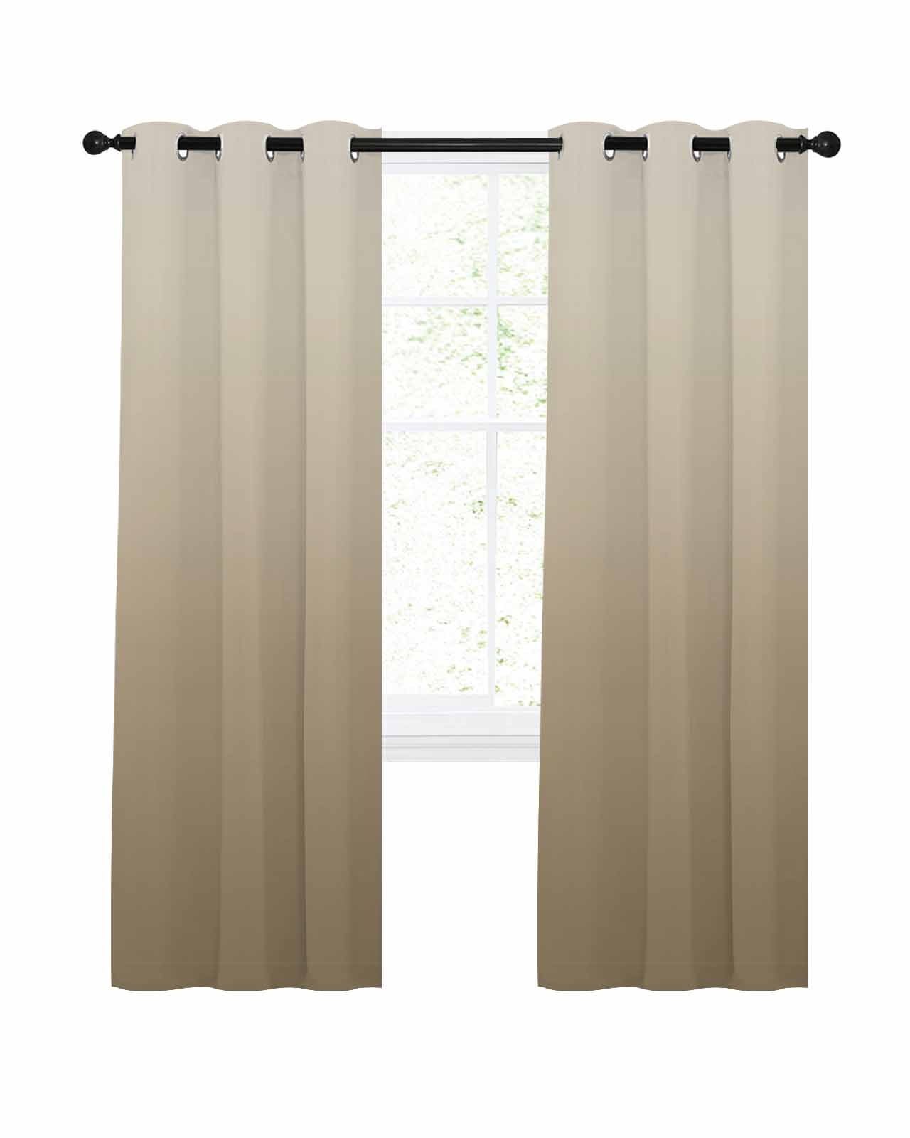 Brown Beige Blackout Curtains, Light Blocking Print Window Curtains ...