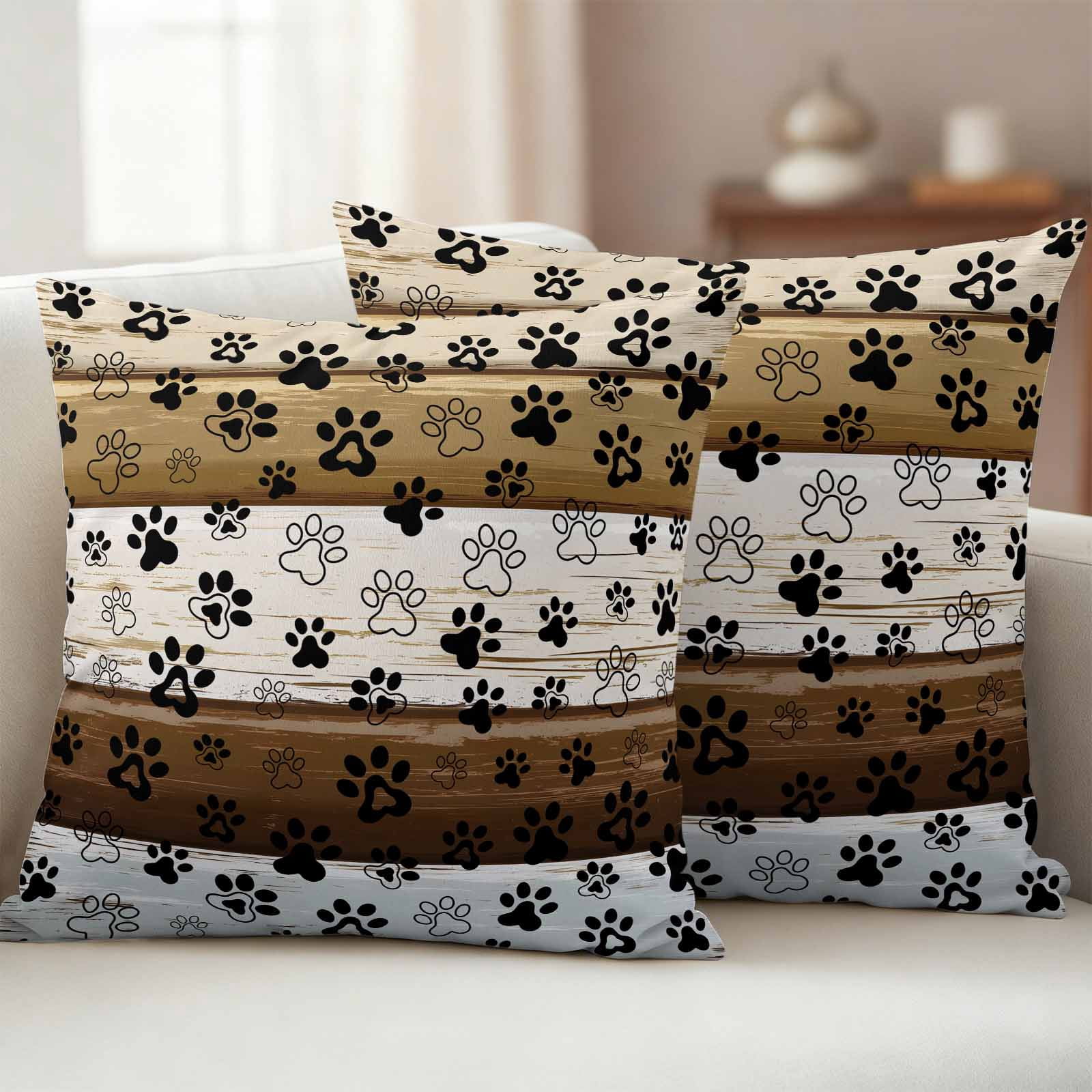 Brown Beige Blue Farmhouse Outdoor Waterproof Throw Pillow Covers 16x16 ...