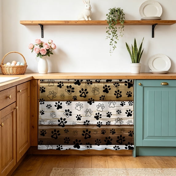 Brown Beige Blue Farmhouse Small Sink Skirt 10"Wx11"L,Dustproof Under ...