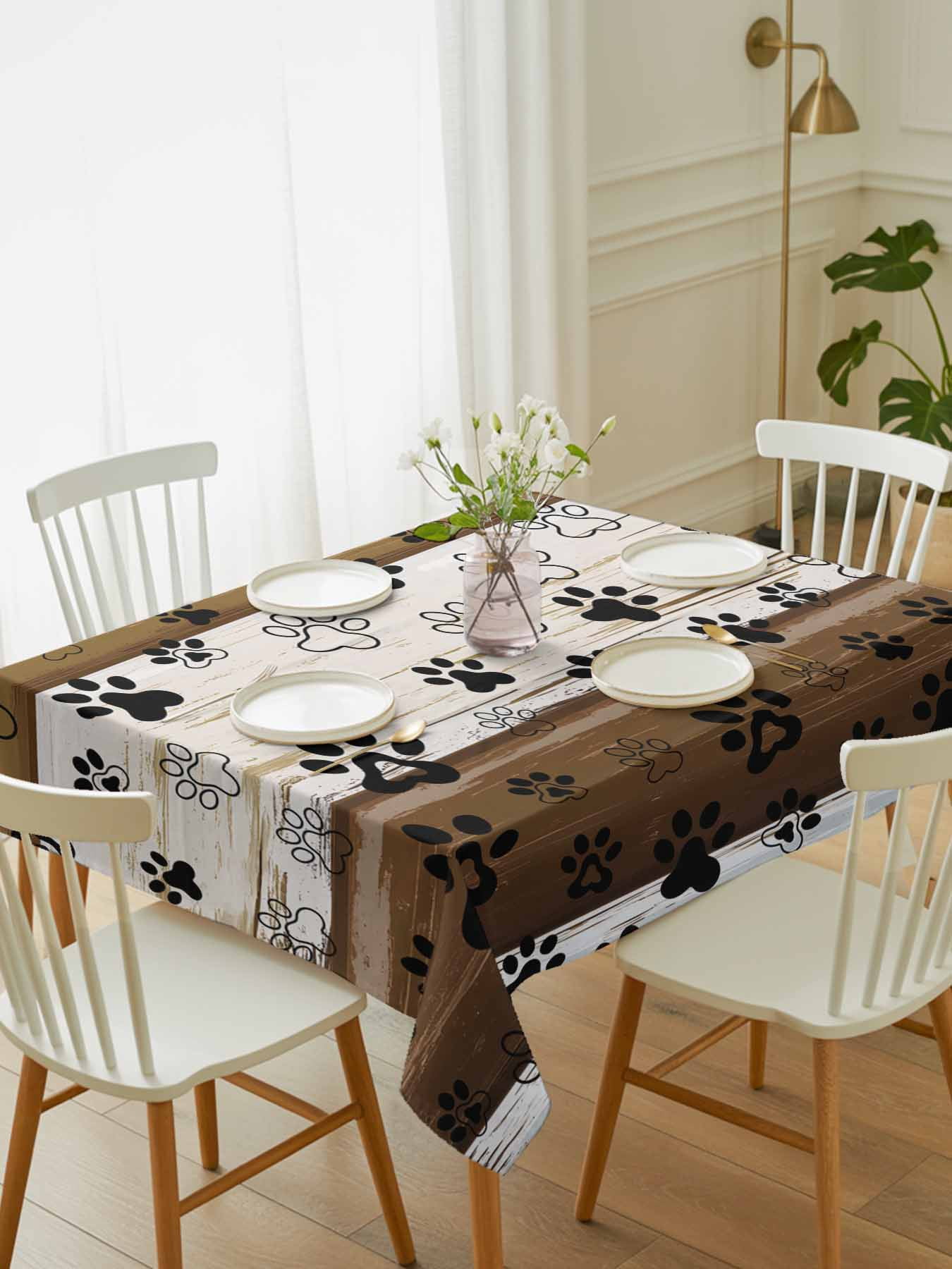 Brown Beige Blue Farmhouse Tablecloth Rectangle Table Cloth 52x70 ...