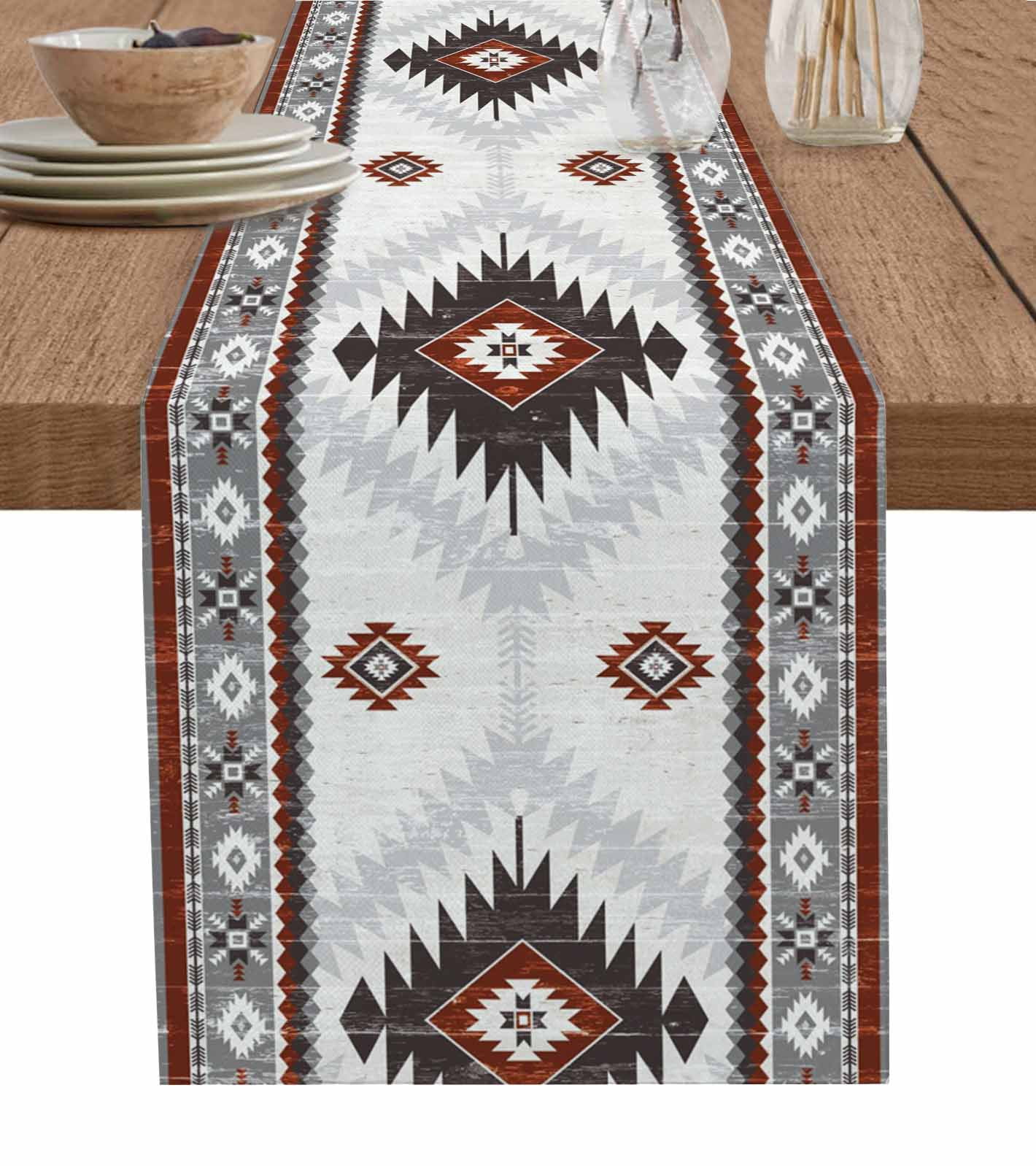 Brown Beige Boho Burlap Cotton Table Runner 18x72 Inches Long, Vintage ...