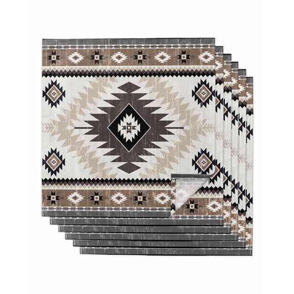 Brown Beige Boho Cloth Napkins Set of 6 Reusable Dinner Napkins ...