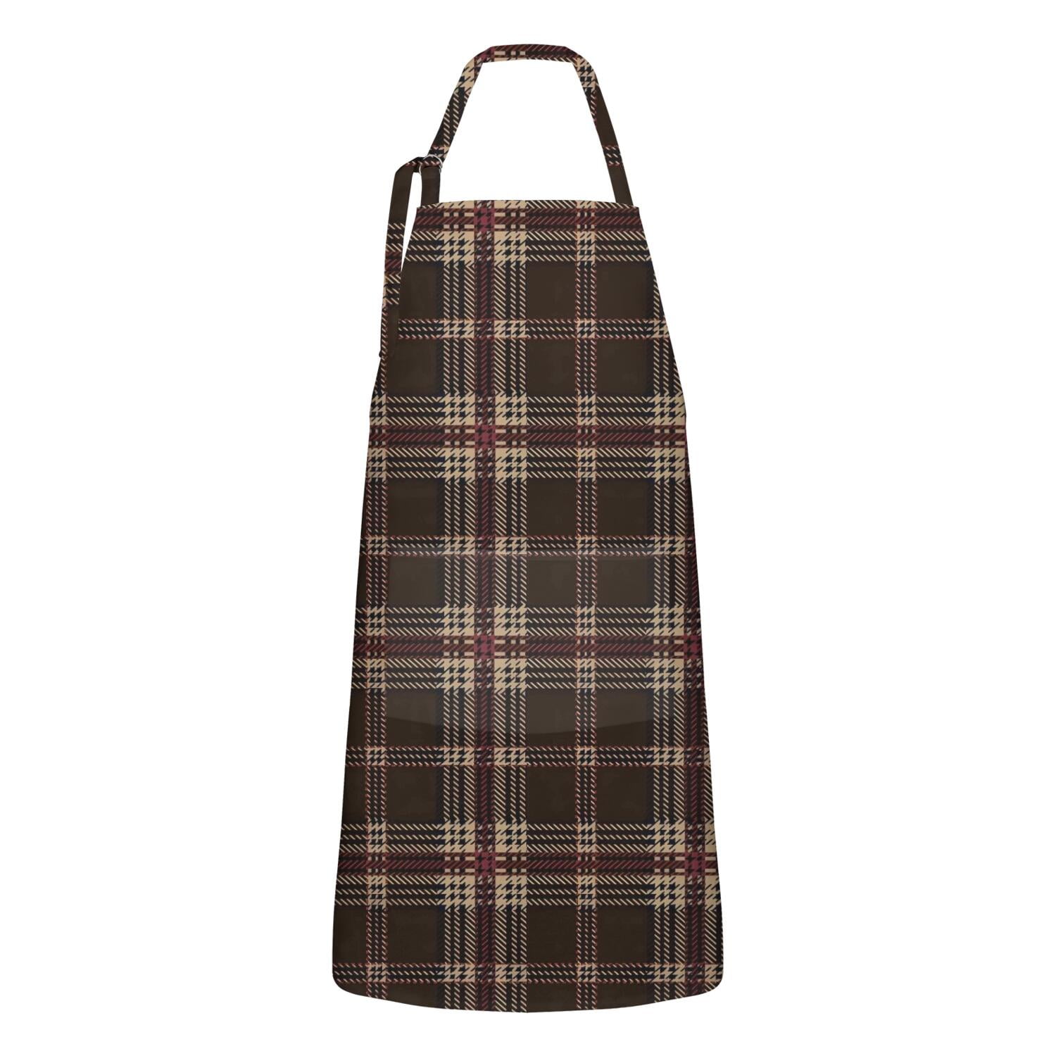 Brown Beige Checkerboard Checkered Pattern Apron-Garden Aprons for ...