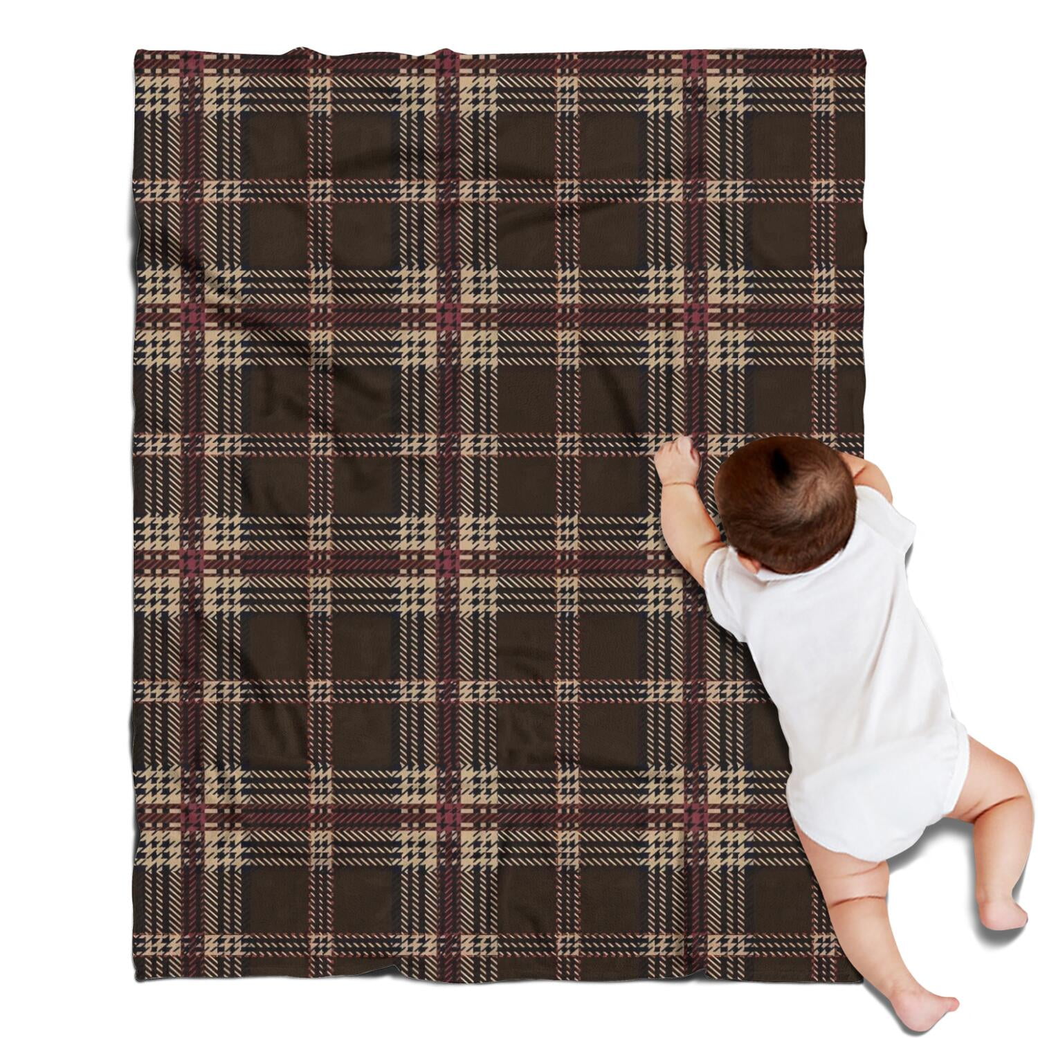 Brown Beige Checkerboard Checkered Pattern Blanket,Comfortable Soft ...