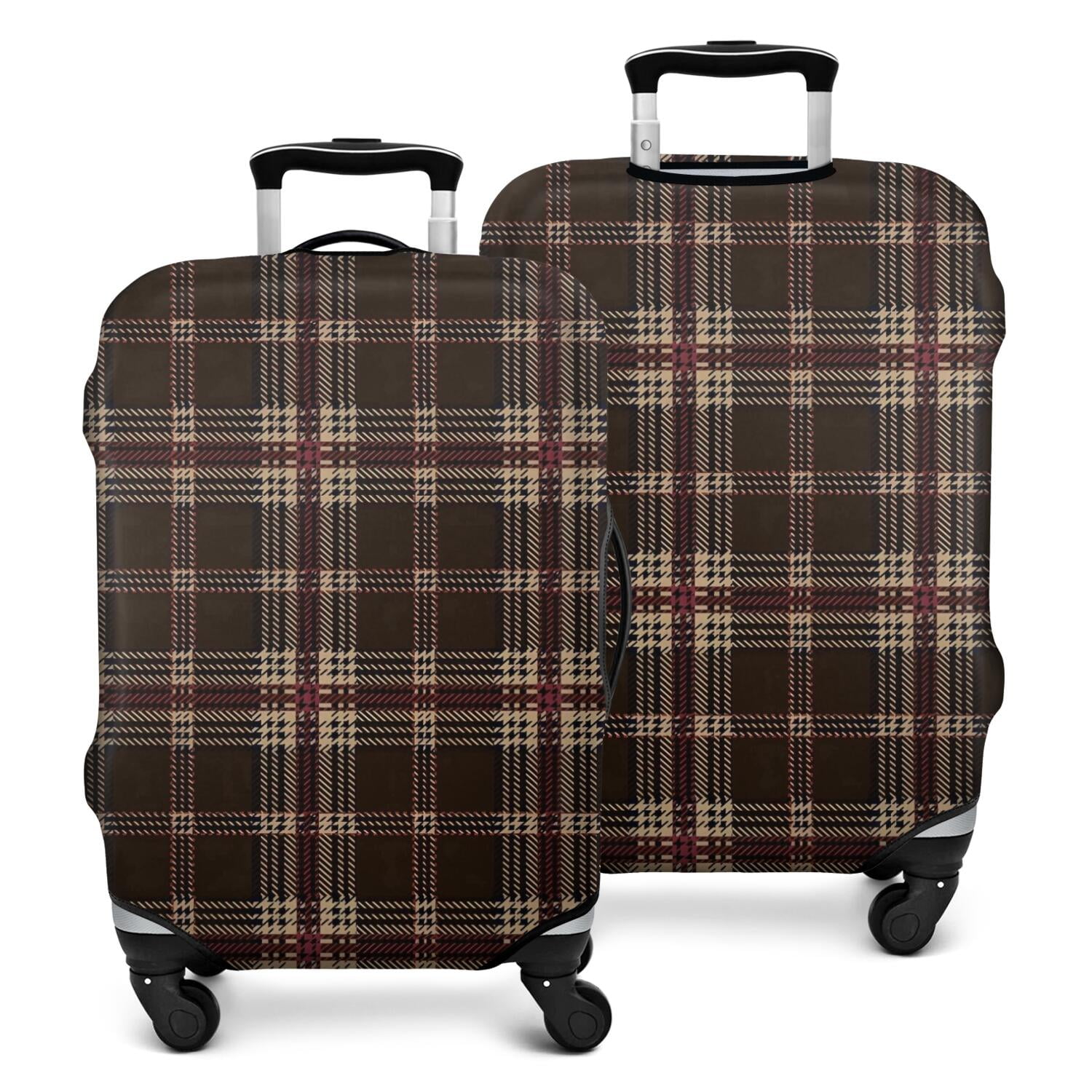 Brown Beige Checkerboard Checkered Pattern Luggage Cover Fashion ...