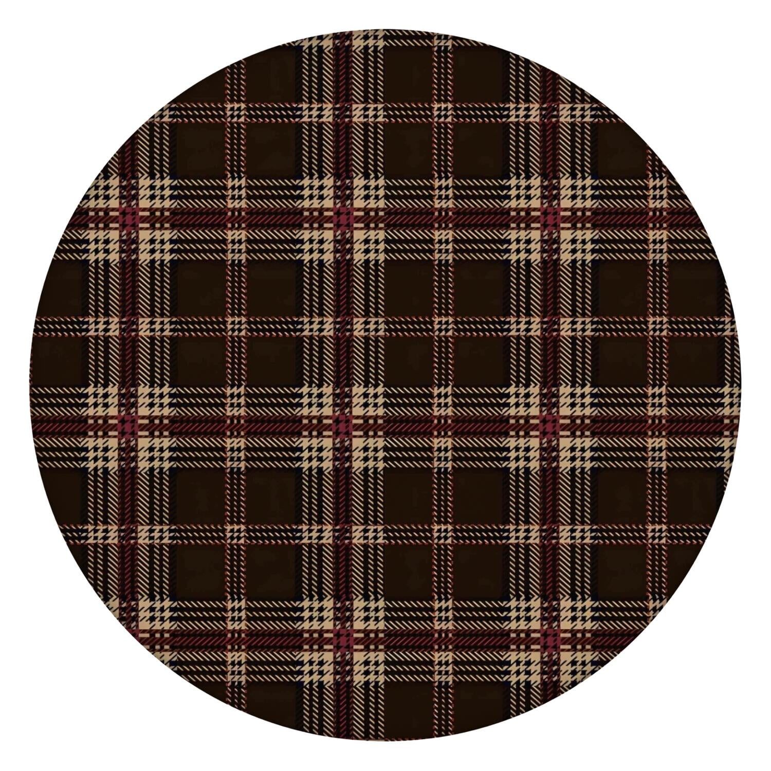 Brown Beige Checkerboard Checkered Pattern Round Fitted Tablecloth with ...