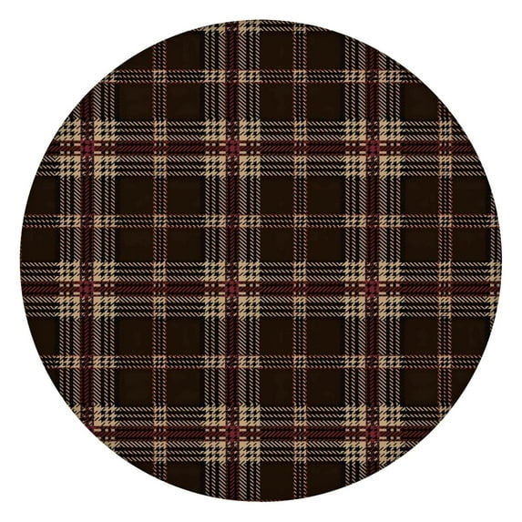 Brown Beige Checkerboard Checkered Pattern Round Fitted Tablecloth with ...