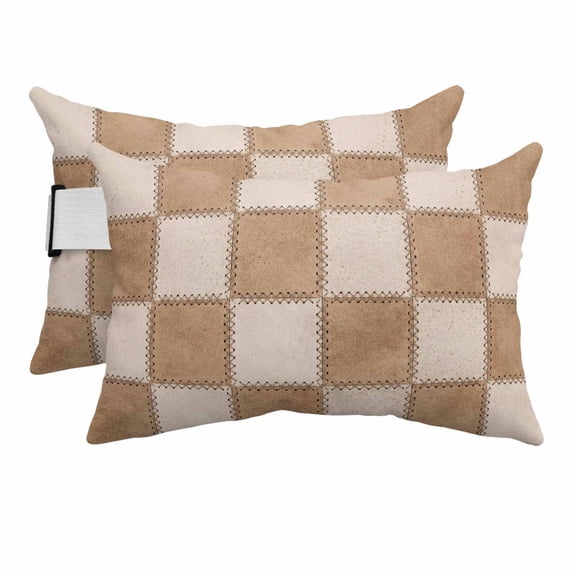 Brown Beige Checkered Outdoor Pillows for Chaise Lounge Chair Beach ...