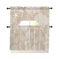 Brown Beige Coastal Kitchen Curtains Sets 24 Inch Length with Valance ...