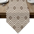 Brown Beige Diamond Table Runner Linen Burlap Table Runner 72 Inches ...